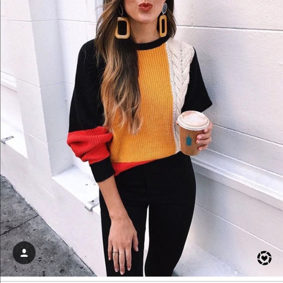 Ecote | Sweaters | Ecote Mixed Stitch Colorblock Sweater | Poshmark